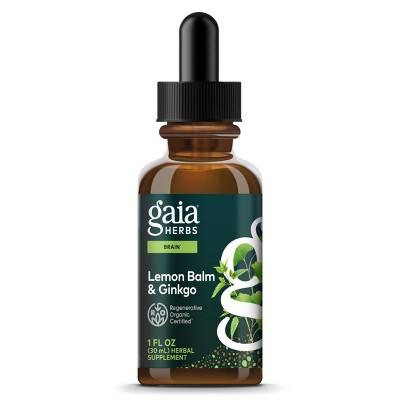Gaia Herbs Lemon Balm & Ginkgo Regenerative Organic Certified Tincher ...
