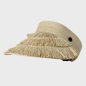 Anna-Kaci Womens Wide Brim Straw Fringe Sun Visor with Adjustable ...