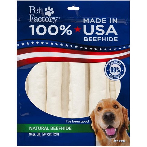 Pet Factory Made In Usa Beefhide Rolls Natural Flavor - 8", 15 Count ...