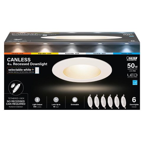 Feit Electric White 4 In. W Led Canless Recessed Downlight 9 W Model # ...