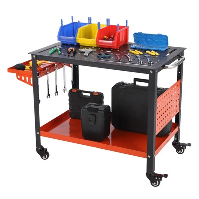 Orange Portable Welding Table With Wheels & Tool Tray,36''x 24"welding ...