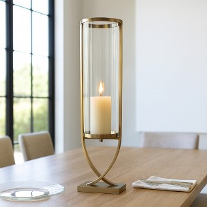 Contemporary Metal and Glass Hurricane Candle Holder - Decorative ...