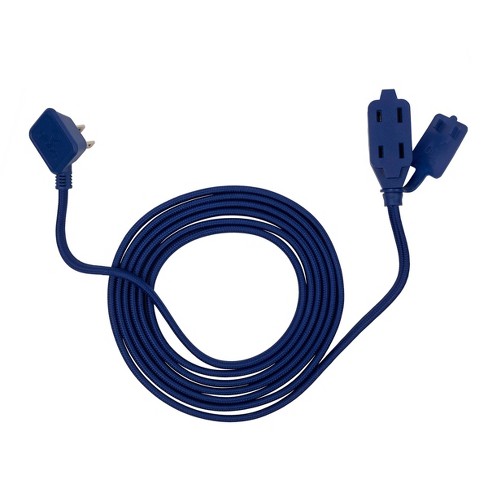 Globe Electric 9' Fabric Extension Cord With 3 Polarized Outlets, Navy ...