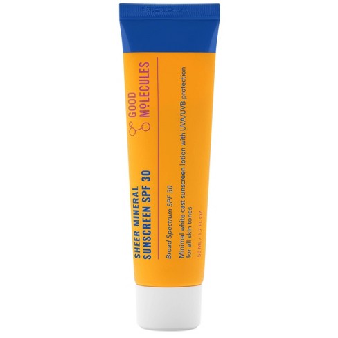 Good Molecules Sheer Mineral Face Sunscreen - Spf 30 - 1.7 Fl Oz : Target