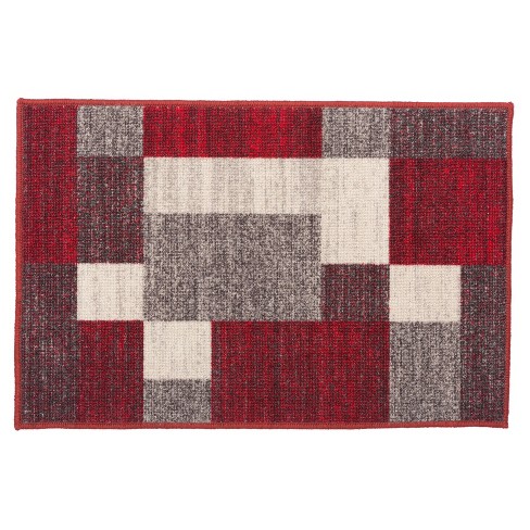 World Rug Gallery Modern Boxes Design Non-slip (non-skid) Red 20" X 30 ...