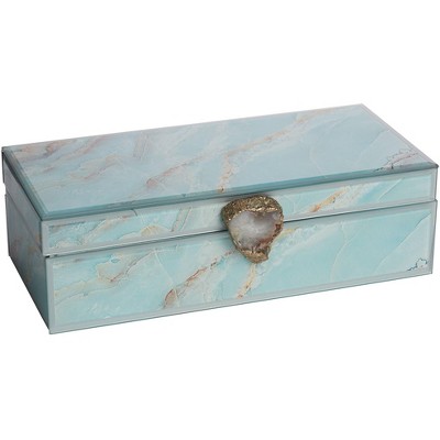 Studio 55d Shiny Blue Agate 11" Wide Glass Decorative Box : Target