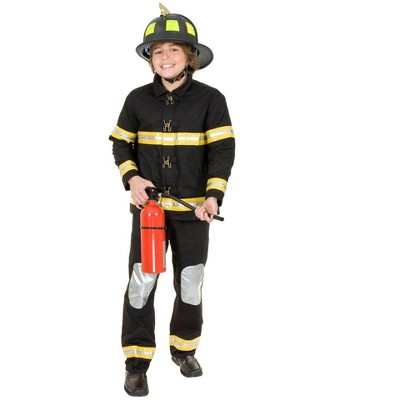 Charades Boy's Junior Firefighter Black Costume : Target