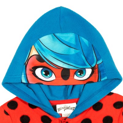 Miraculous Ladybug Big Girls Zip-up Costume Onesie Pajama Coveralls Red ...