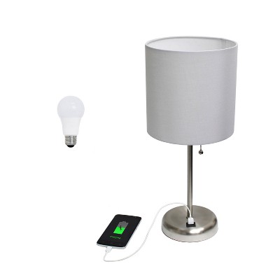 Creekwood Home Oslo 19.5" Usb Port Feature Metal Table Desk Lamp In ...
