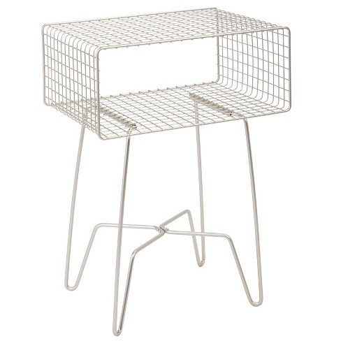 Mdesign Modern Farmhouse Home Decor End Table, Wire Grid Storage Shelf ...