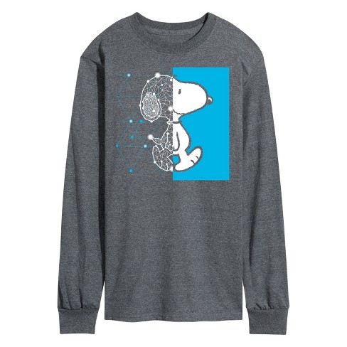 Men's Peanuts Snoopy Wire Frame Long Sleeve Graphic T-shirt - Heather ...