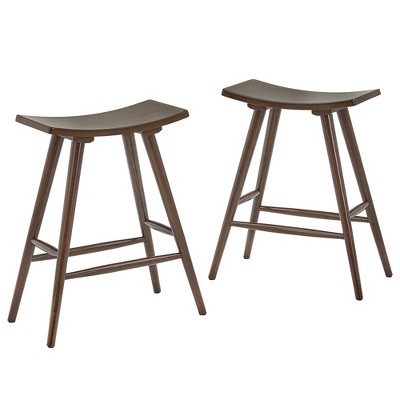 Inspire Q Set Of 2 Zayd Solid Wood Counter Height Barstools Dark Walnut ...
