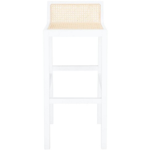 Saito Low Back Cane Bar Stool - White/natural - Safavieh : Target