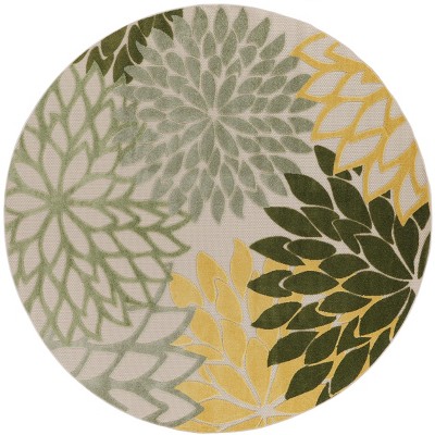 Nourison Aloha Floral Leaf Flatweave High-low Indoor Outdoor Round Rug ...