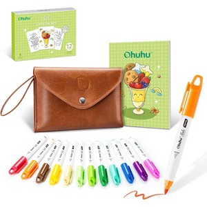 Ohuhu Mini Alcohol Markers Brush Tip: 12 Colors Killing Time Pocket ...