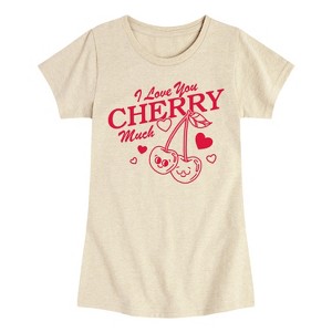 Girls' Instant Message Love You Cherry Much Fitted Short Sleeve Graphic ...