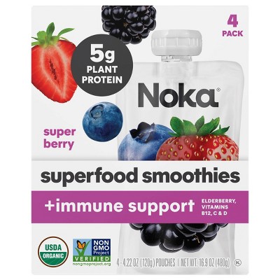Noka Superfood Smoothies Super Berry + Immune Support - 16.9oz/4pk : Target