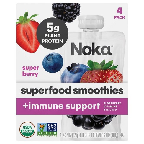 Noka Superfood Smoothies Super Berry + Immune Support - 16.9oz/4pk : Target