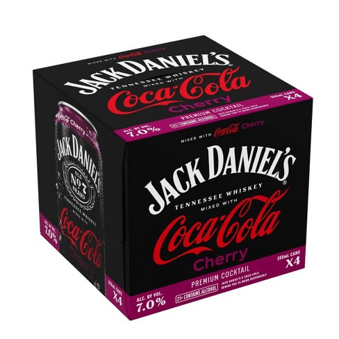 Jack Daniels & Coca-cola Cherry - 4pk/355ml Cans : Target