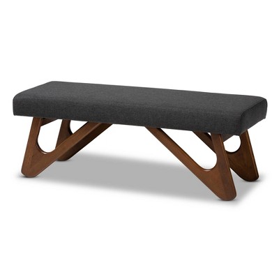 Rika Upholstered Brown Boomerang Bench - Baxton Studio : Target