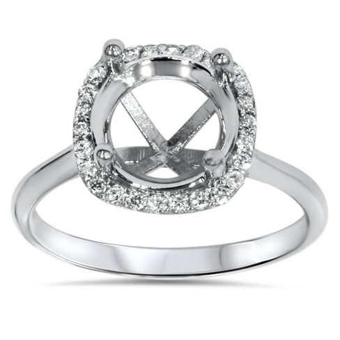 Pompeii3 Cushion Halo Diamond Engagement Ring Setting 14k White Gold : Target