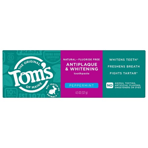 Tom's Of Maine Antiplaque And Whitening Natural Toothpaste - Peppermint ...