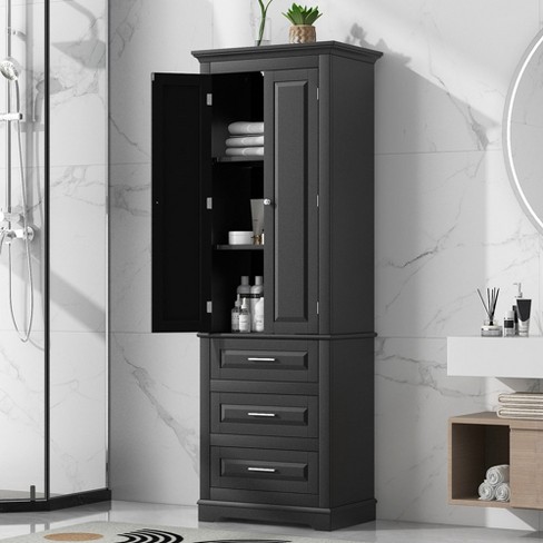 Bathroom Storage Cabinet, Tall Cabinet With Doors And Drawer, Kitchen ...