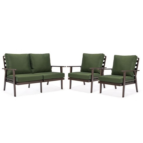 Leisuremod Walbrooke Modern Polyester 3-piece Patio Set With Brown ...