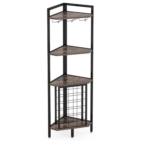 Tribesigns Corner Home Bar Racks, 4-tier Liquor Shelf With Glass Holder ...