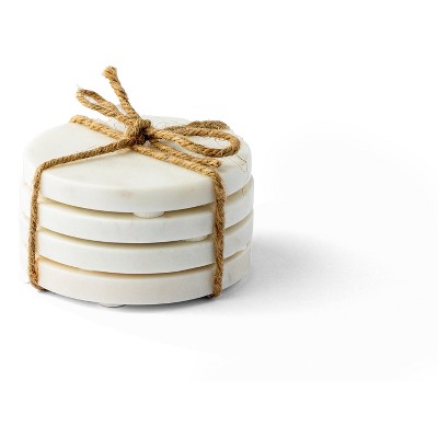 Lexi Home Marble Collection 4 Pc. Round Coasters - White : Target