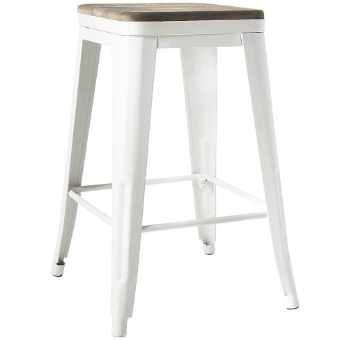 The Lakeside Collection Metal And Wood Counter Stool - Counter White ...
