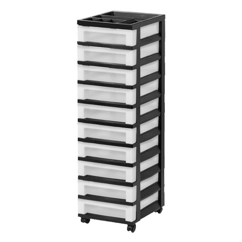 Iris Usa 10-drawer Storage Cart With Organizer Top, Black : Target
