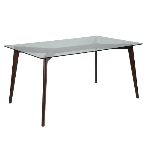 Merrick Lane Dining Table Rectangular 59" Glass Top Dining Room Table ...