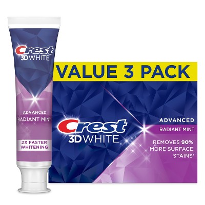 Crest 3d White Advanced Teeth Whitening Toothpaste, Radiant Mint : Target