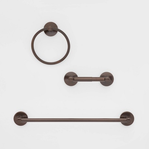 3pc Bath Hardware Set Oil Rubbed Bronze - Threshold™: Includes Towel ...