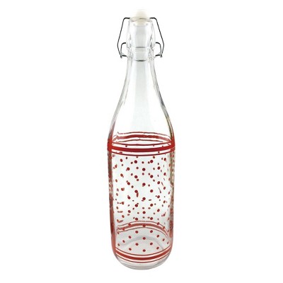 Transpac Glass Red Dots And Stripes Water Bottle Home Decorations ...