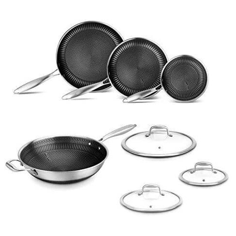 Nutrichef 7 Piece Stainless Steel Kitchen Cookware Pan Set With Lids ...