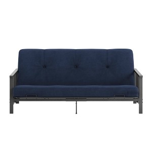 Full Anders Metal Arm Futon With 6 Poly Knit Mattress Blue Room Joy Convertible Sofa Bed 3 seater Modern Style Target