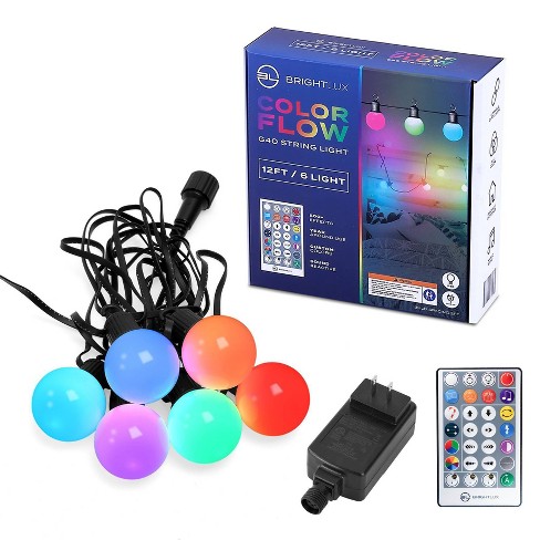 Brightlux 6ct Led 12ft Color Flow Indoor Outdoor Orb And Globe String ...