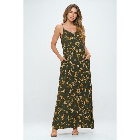 West K Women's Aden V-neck Maxi - Medium - Olive Green Leaf : Target