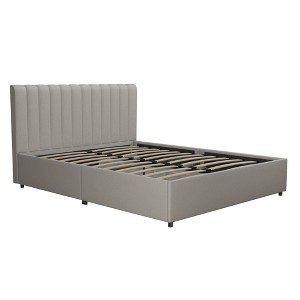 Queen Brittany Upholstered Bed With Storage Drawers Gray Novogratz Modern Platform With Polyester Upholstery Target