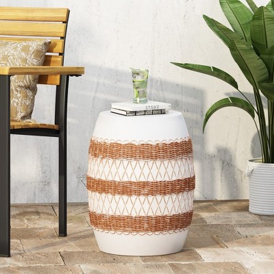 Modern Outdoor Side Table, Large Side Table With Weave Pattern ...