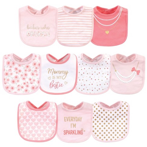 Little Treasure Baby Girl Cotton Bibs 10pk, Brunch, One Size : Target