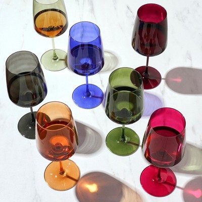 Viski Reserve Nouveau Sunset Collection Multi-colored Wine Glasses With ...