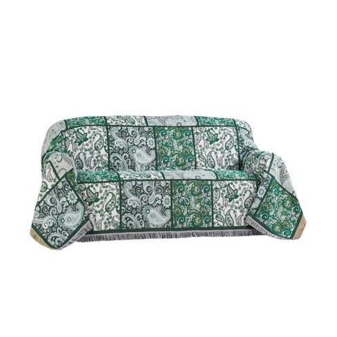 Collections Etc Green And White Paisley Patchwork Furniture Throw ...