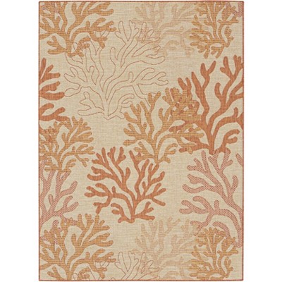 Nourison 4' X 6' Garden Oasis Nautical Coral Beach Flatweave Indoor ...