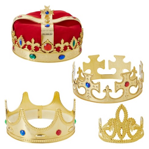 Blue Panda 4 pack King And Queen Crowns Set For Kids Gold Crowns And Tiara For Birthday Party Costume And Photo Booth Props Target