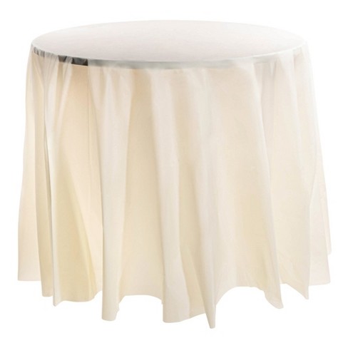 Smarty Had A Party 84" Ivory Round Disposable Plastic Tablecloths (96 ...