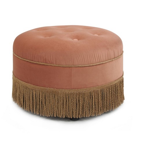 Jennifer Taylor Home Yolanda Upholstered Round Accent Ottoman, Peach ...