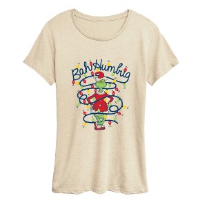 Women's - The Grinch - Bah Humbug Lights Short Sleeve Graphic T-Shirt ...
